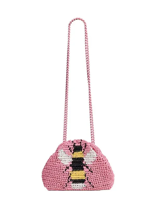 Maria La Rosa Bee Crochet Mini Bag - Pink