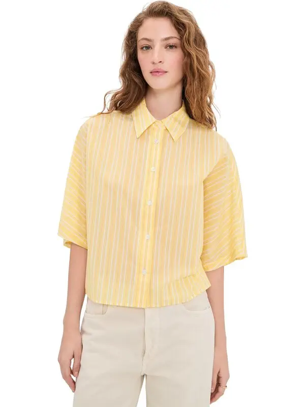 AGOLDE Merrin Shirt - Wirrel Stripe/lemon Drop/cream