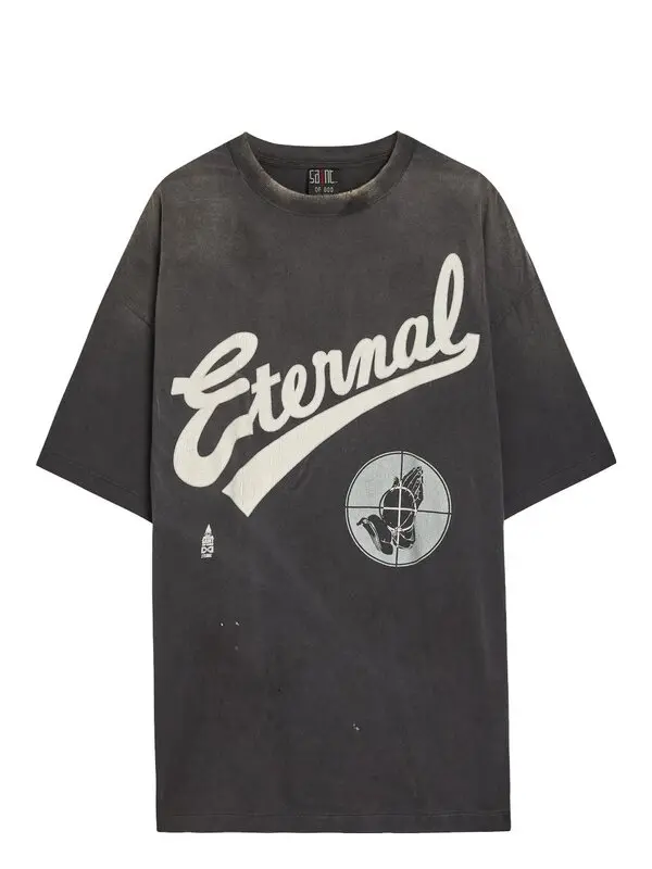 SAINT MXXXXXX Fog Printed Cotton T-shirt - Black