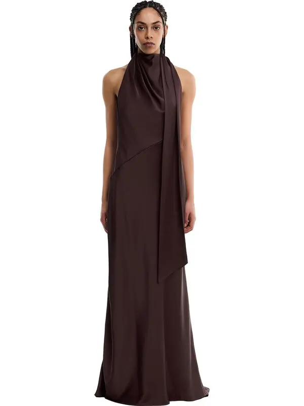 Significant Other Adriana Halter Gown - Chocolate