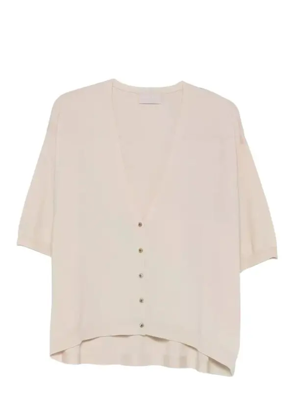 Hemisphere V-neck Button Cardigan - Neutrals