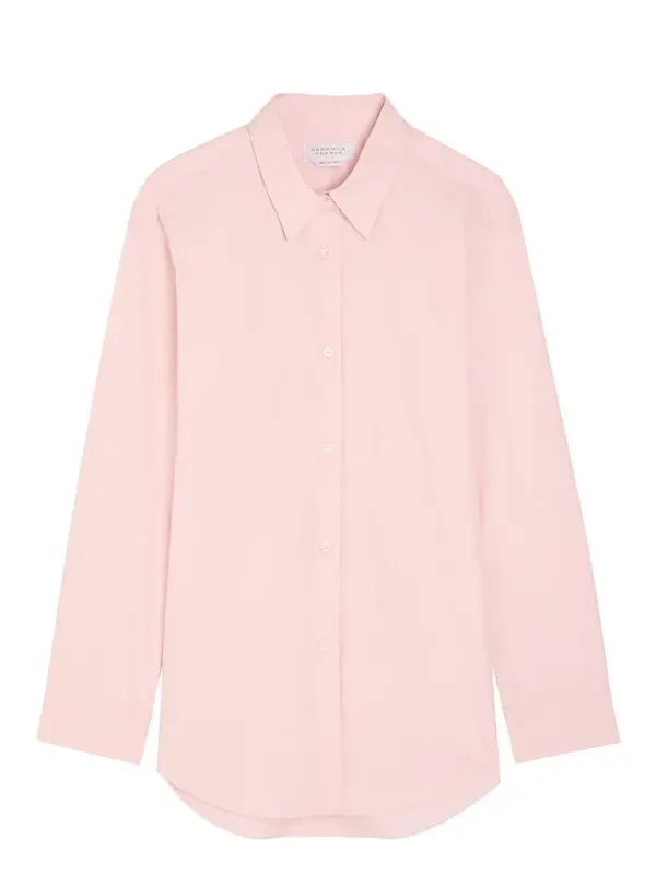 Gabriela Hearst Cotton-poplin Shirt With Embroidered Logo - Light Pink