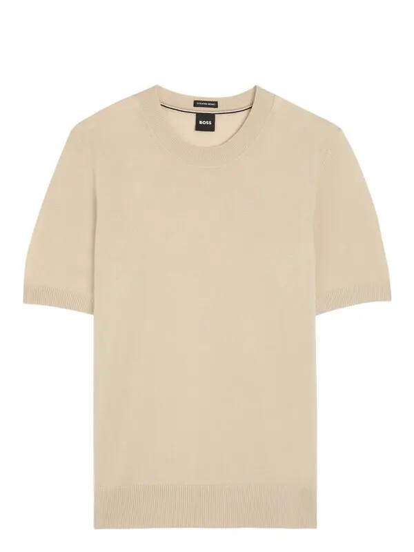 BOSS Umauro Fine-knit Wool T-shirt - Beige