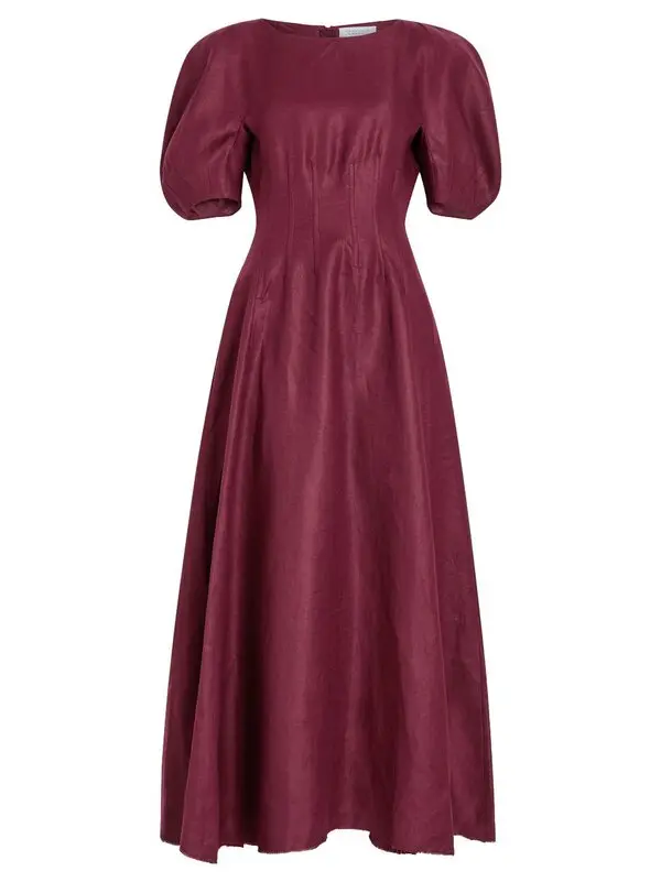 Gabriela Hearst Ranya Linen Maxi Dress - Bordeaux
