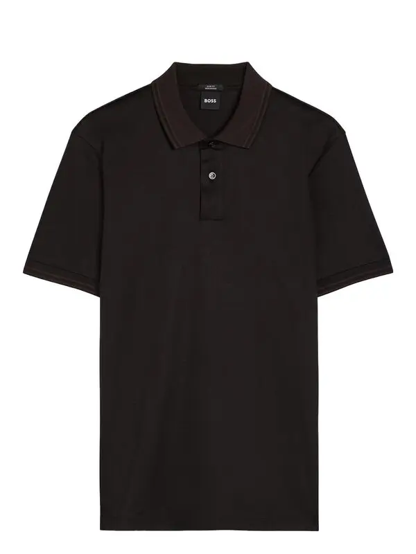 BOSS Phillipson Striped Trims Polo Shirt - Black