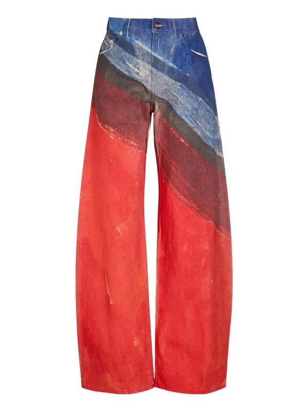 Gabriela Hearst Amoret Printed Barrel-leg Denim Jeans - Red