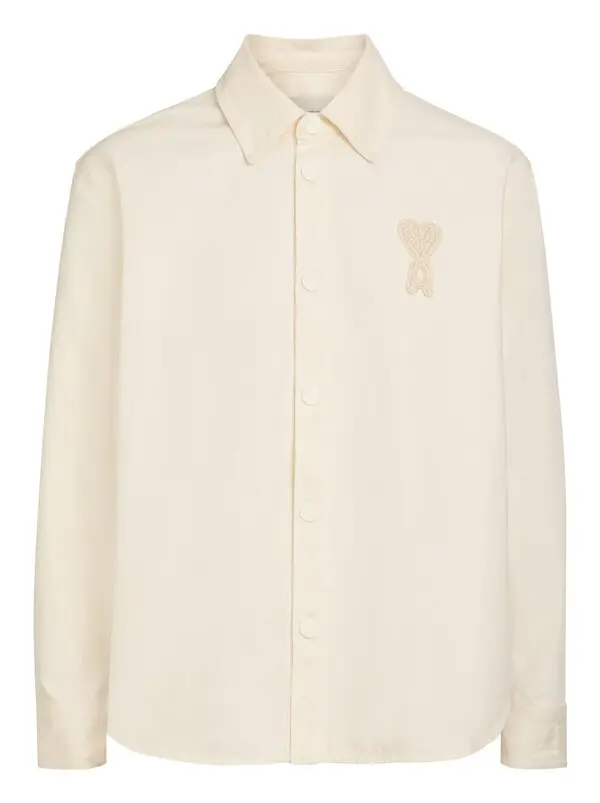 Ami Logo-appliquéd Denim Overshirt - Cream