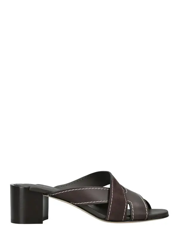 TOD'S Suede T-strap Heeled Mules 55 - Brown