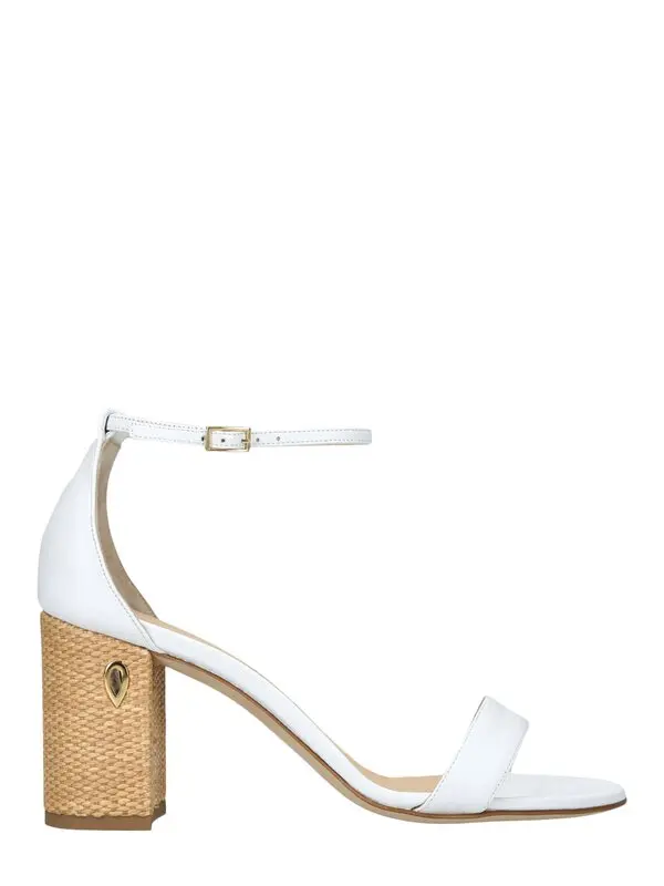 Jennifer Chamandi Leather-raffia Massimiliano Heeled Sandals 85 - White