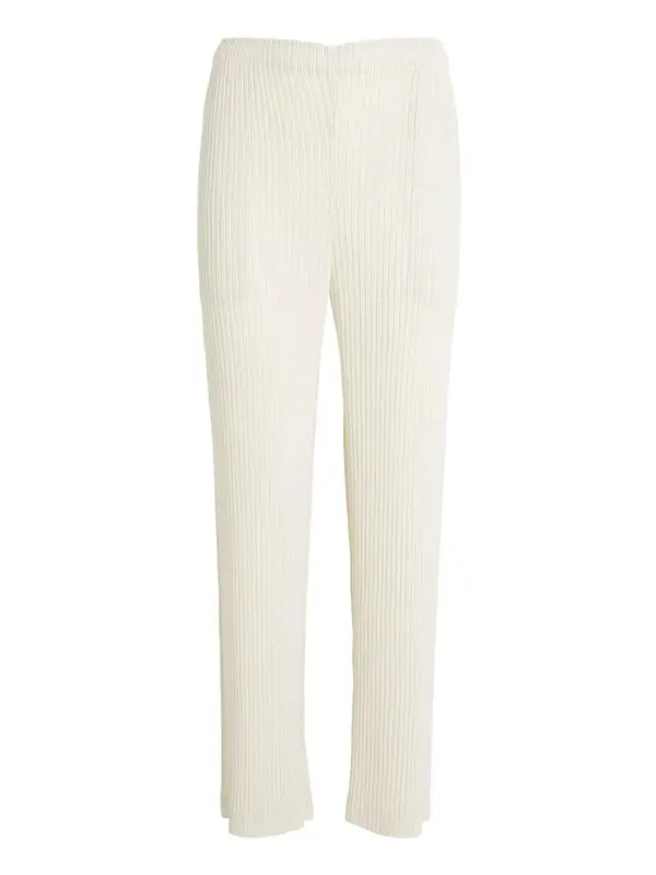 Issey Miyake Hatching Pleats Straight Leg Trousers - Neutral