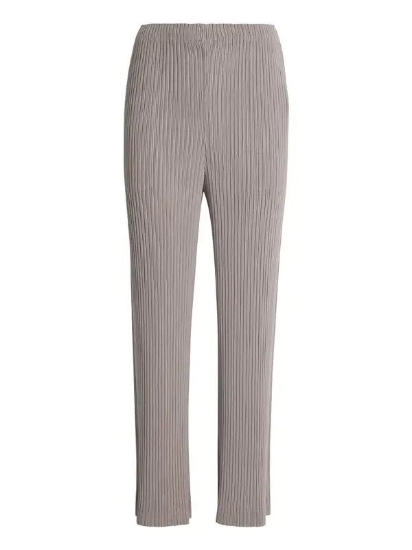 Issey Miyake Hatching Pleats Straight Leg Trousers - Grey