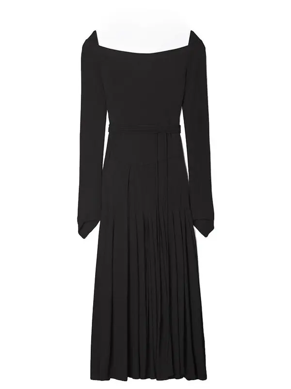 Tory Burch Viscose Jersey Pleated Dress - Black