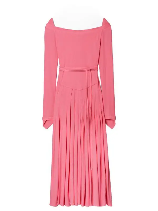 Tory Burch Viscose Jersey Pleated Dress - Peony