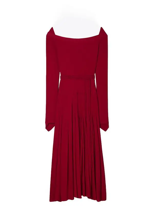 Tory Burch Viscose Jersey Pleated Dress - Rouge