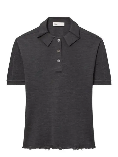 Tory Burch Silk Polo - Dark Gray