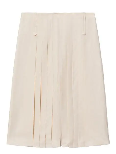 Tory Burch Pleated Midi Skirt - Cream