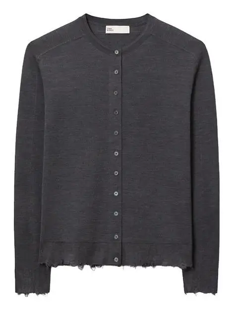 Tory Burch Silk Cardigan - Dark Gray