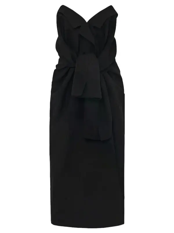 THE ROW Draped Knot Midi Dress - Black