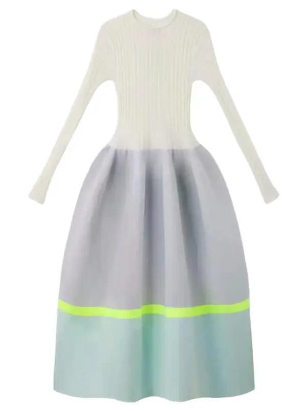 CFCL Ribbed Panelled Dress - Grey