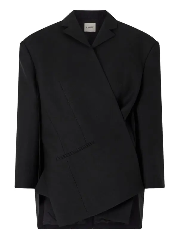 Khaite Palto Wool And Silk-blend Cady Blazer - Black