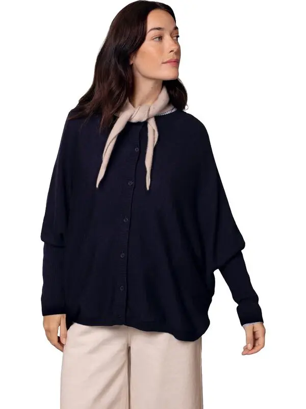 CELTIC & CO. Fine Knit Merino Wool Cardigan - Navy