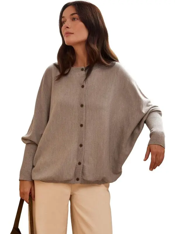 CELTIC & CO. Fine Knit Merino Wool Cardigan - Oatmeal
