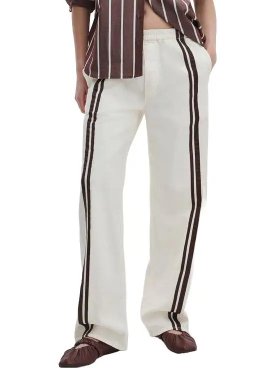 Rag & Bone Logan Stripe Track Pants - Ecru Sport