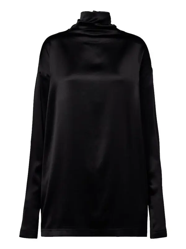 Phoebe Philo Silk-blend Satin Blouse - Black