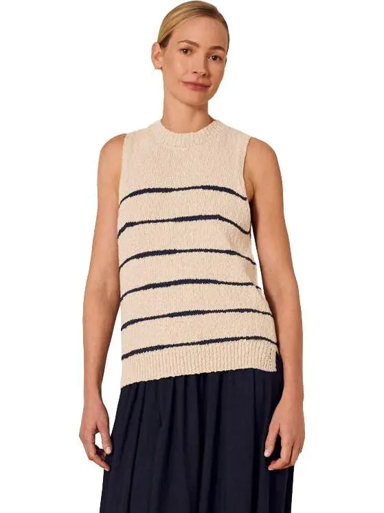CELTIC & CO. Drop Stitch Knitted Vest Top - Ecru/navy