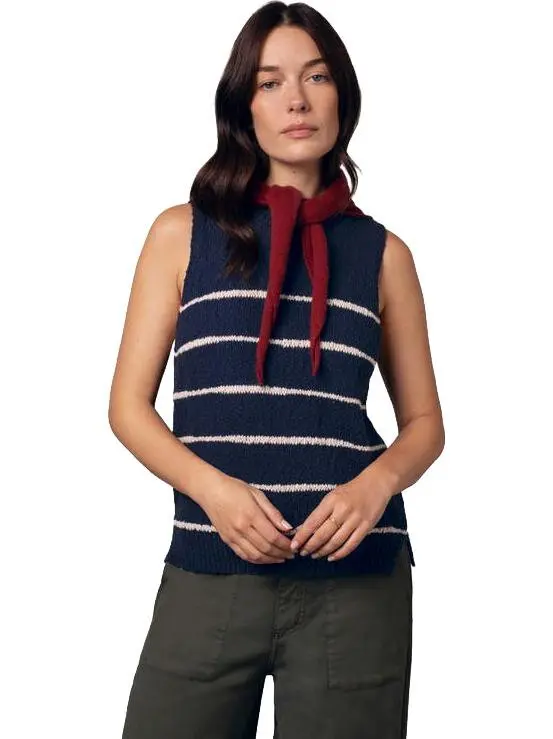 CELTIC & CO. Drop Stitch Knitted Vest Top - Navy/ecru