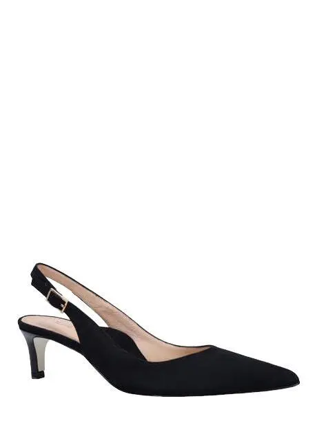 Ron White Marika Suede Slingback Pointed Toe Pumps - Onyx