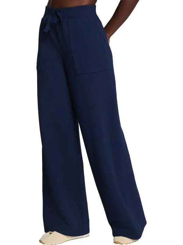 Spanx Airessentials Wide Leg French Terry Rib Pants - Timeless Navy