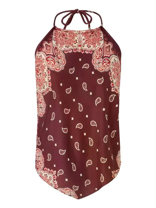 Pinko Paisley Halterneck Top - Red