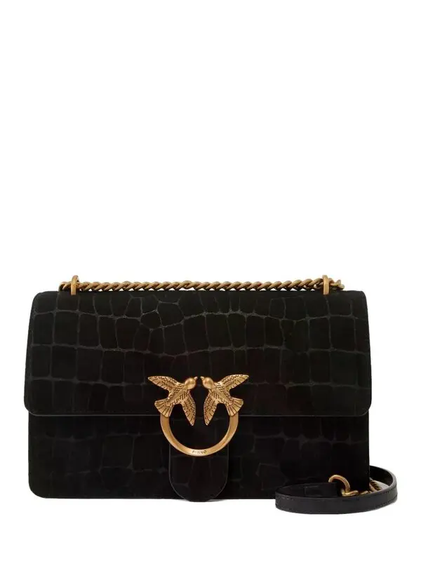Pinko Love One Chain Leather Crossbody Bag - Black