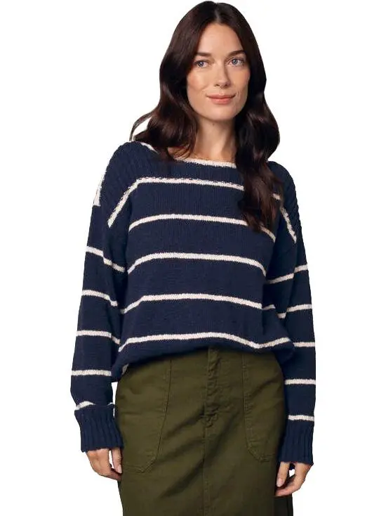 CELTIC & CO. Stripe Boat Neck Sweater - Navy/ecru