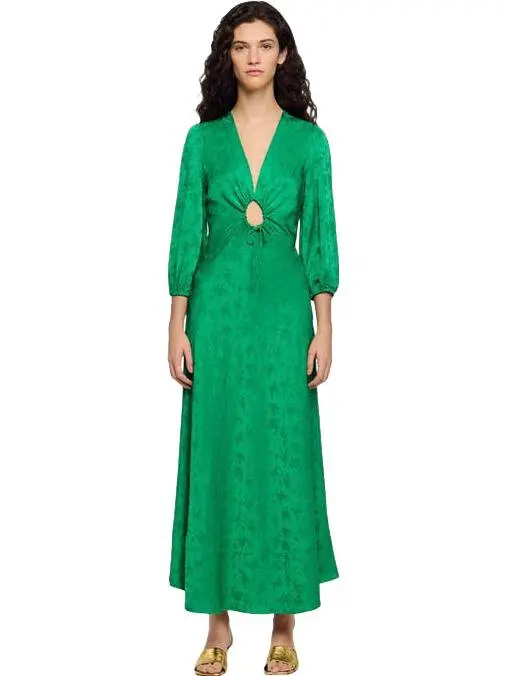 Sandro Floral Jacquard Maxi Dress - Green