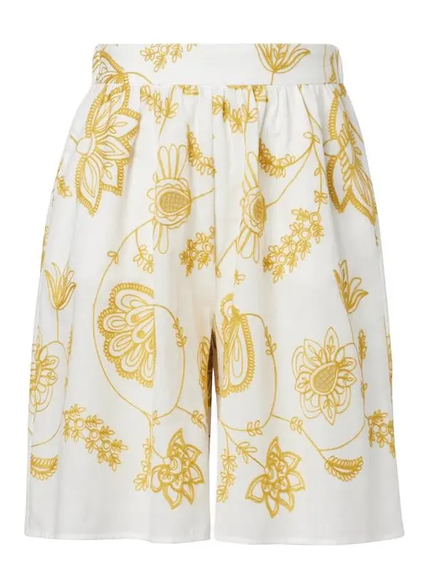 ERES Chandra Embroidered Cotton-blend Bermuda Shorts - Yellow