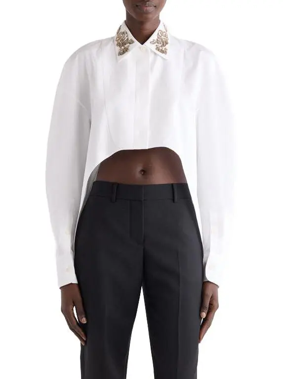 Givenchy Embellished High-low Button-up Shirt - White
