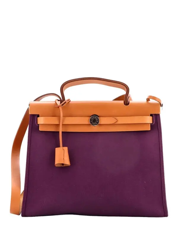 Hermès Herbag Zip Leather And Toile 31 - Cassis