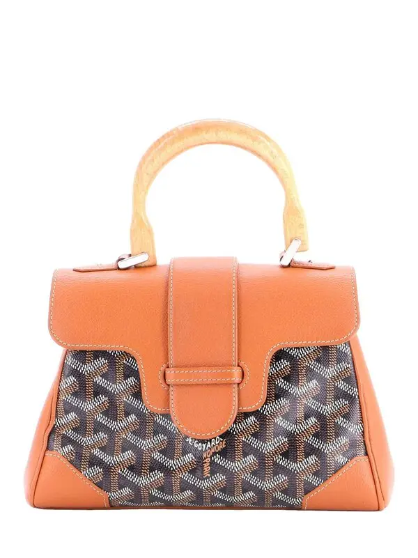 Goyard Saigon Top Handle Bag Coated Canvas With Leather Mini - Brown