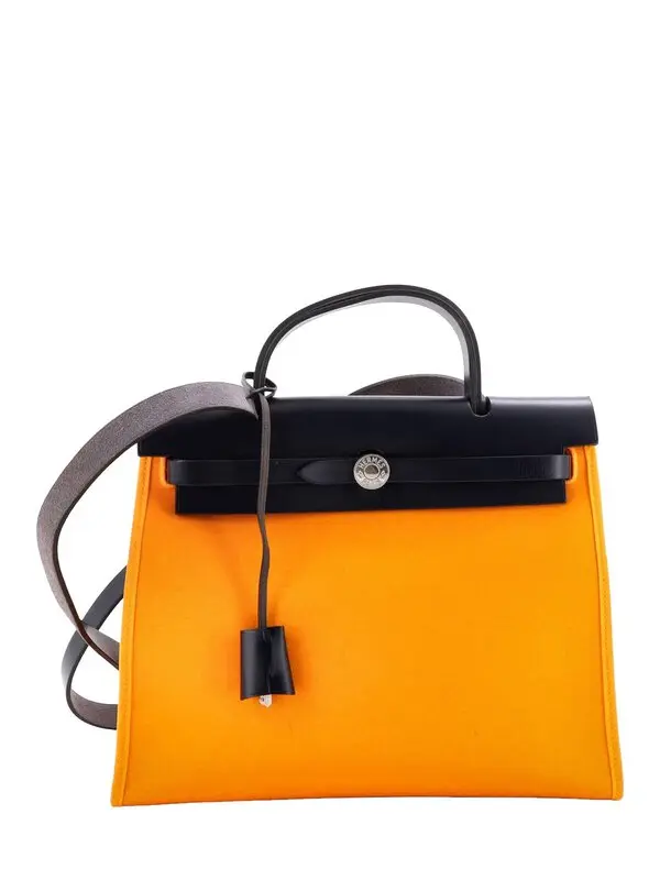 Hermès Herbag Zip Leather And Toile 31 - Jaune D'or