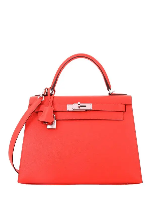 Hermès Kelly Handbag Orange Epsom With Palladium Hardware 28 - Capucine