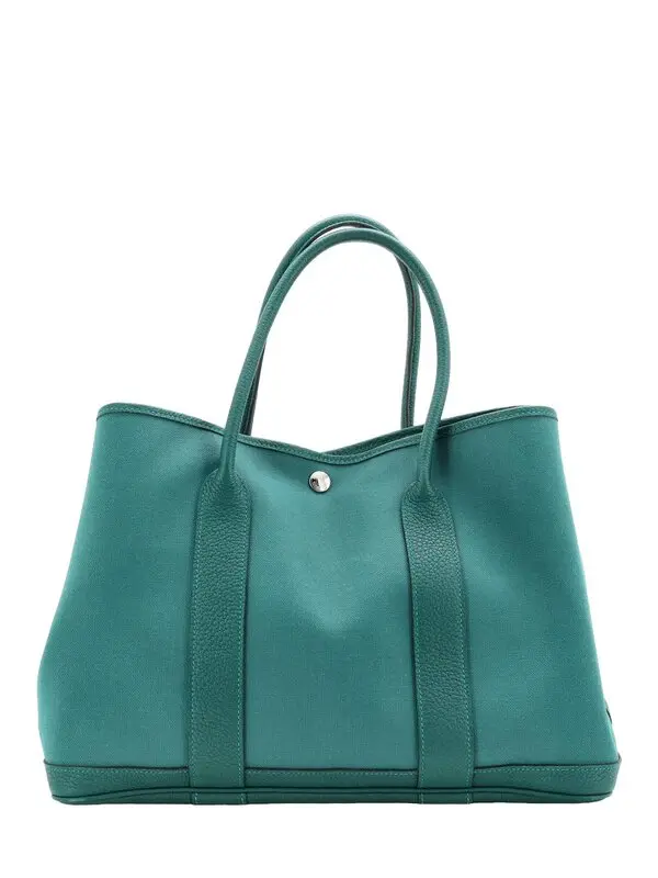 Hermès Garden Party Tote Toile And Leather 36 - Malachite