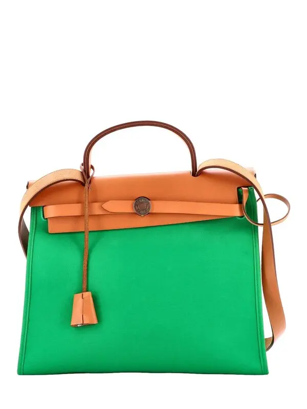 Hermès Herbag Zip Leather And Toile 31 - Green