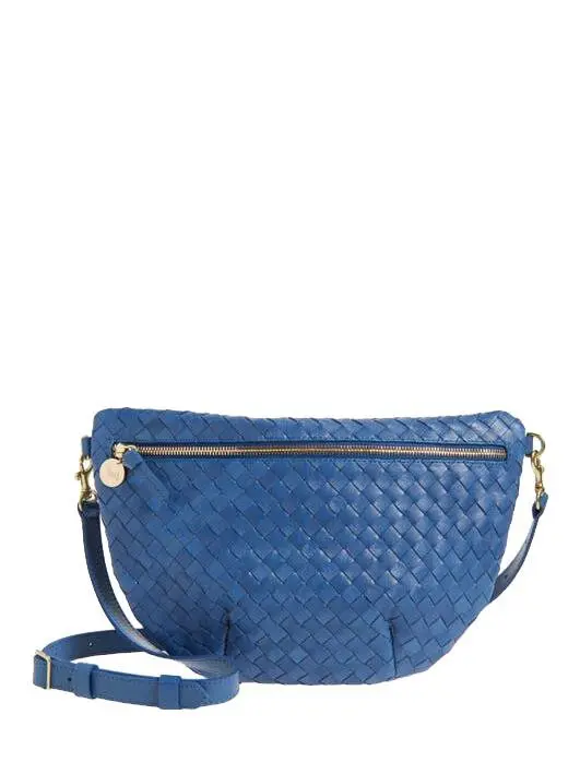 Clare V. Medium Grande Woven Leather Belt Bag - French Blue