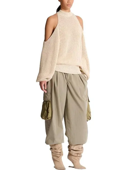 Balmain Cotton Knit Open-shoulder Jumper - Beige