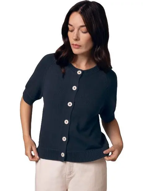 CELTIC & CO. Short Sleeve Knitted Cardigan - Navy