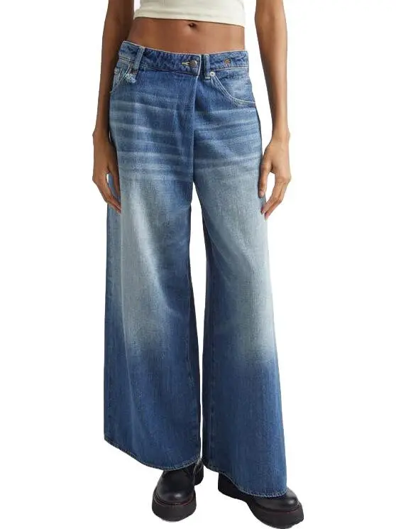 R13 Nico Wrap Wide-leg Jeans - Raine Blue