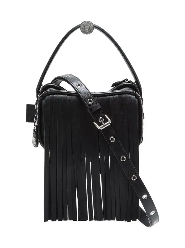 Acne Studios Camero Kit Fringe Leather Handbag - Black