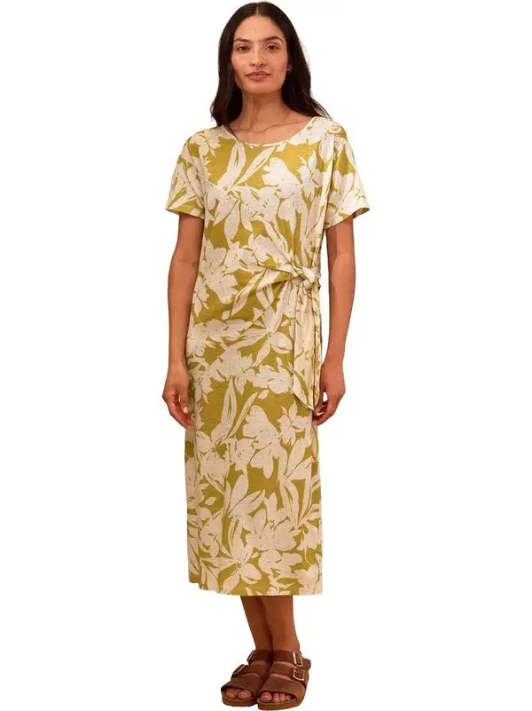 CELTIC & CO. Knot-detail Jersey Dress - Moss Floral